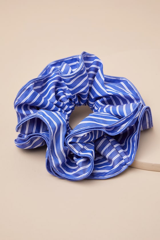 Blue & White Striped Scrunchie - Oversized Scrunchie - Scrunchie - Lulus