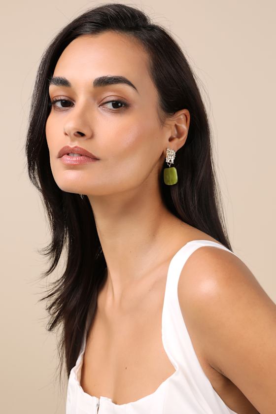 Gold and Green Earrings - Hammered Stone Earrings - Drop Earrings - Lulus Gold and Green Earrings - Hammered Stone Earrings - Drop Earrings - Lulus