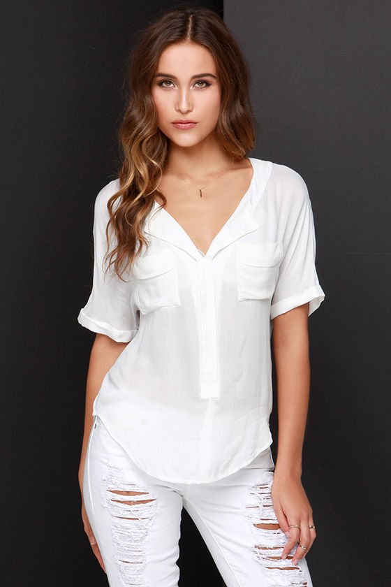 Cute Ivory Top - Short Sleeve Top - Woven Top - $47.00 - Lulus