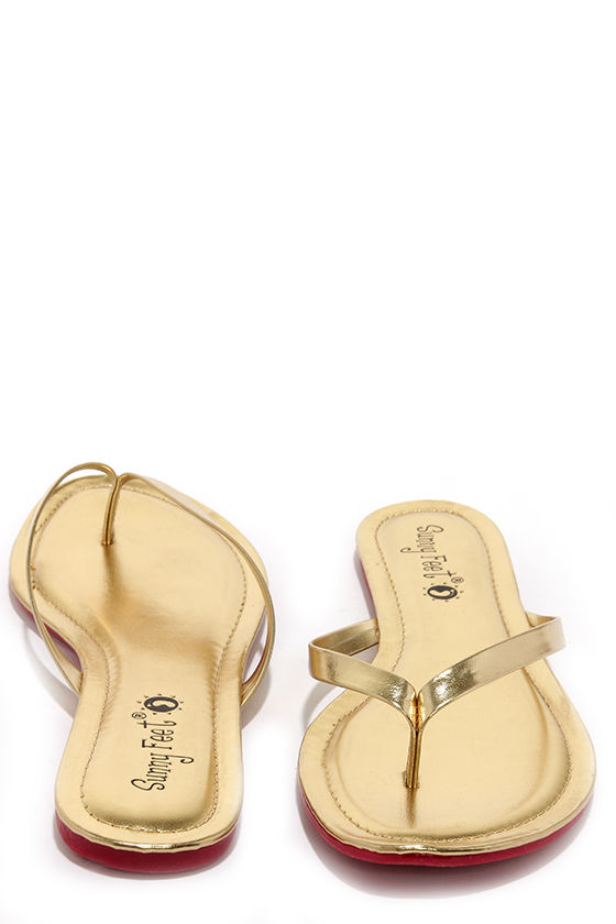 Cute Gold Flip Flops - Gold Thongs - Thong Sandals - $12.00 - Lulus