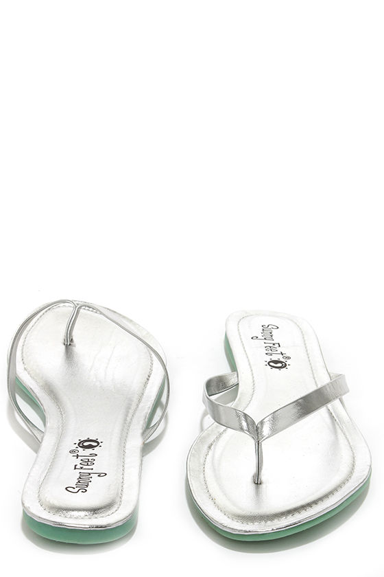 Cute Silver Flip Flops - Silver Thongs - Thong Sandals - $12.00 - Lulus