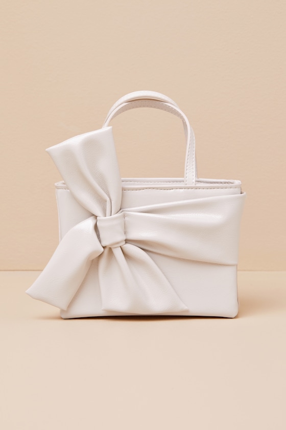 Ivory Bow Handbag - Crossbody Handbag - Vegan Leather Handbag - Lulus