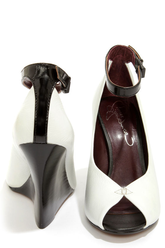 Cute White Wedges - Black and White Shoes - Ankle Strap Wedges - $95.00 ...
