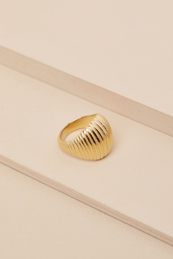 8 Other Reasons Ring - 18KT Gold Dome Ring - Chunky Ribbed Ring - Lulus