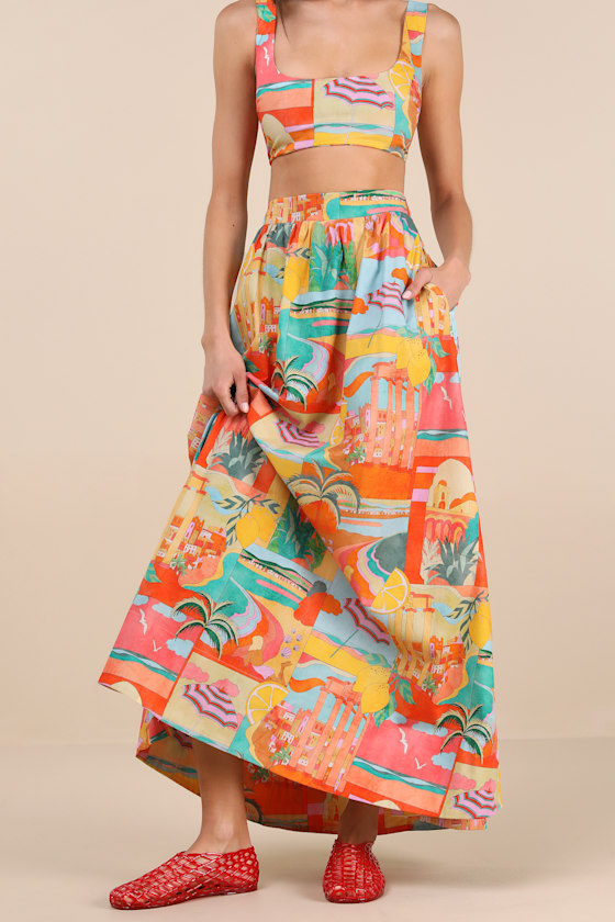 Show Me Your Mumu Pisa - Multi Print Skirt - A-line Maxi Skirt - Lulus