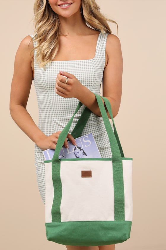 Vans Pergs Midi Tote - Green & White Tote - Canvas Tote Bag - Lulus