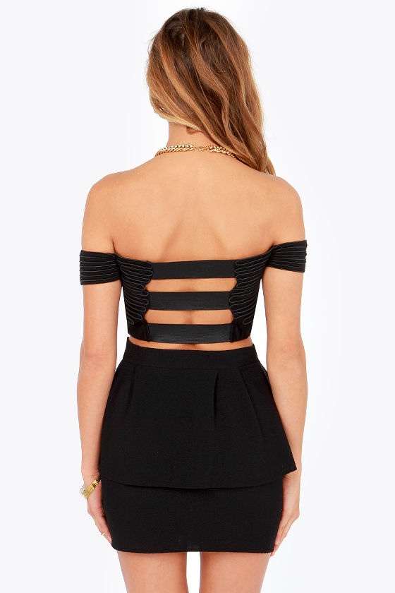 Sexy Black Top Crop Top Half Top Off The Shoulder Top 37 00