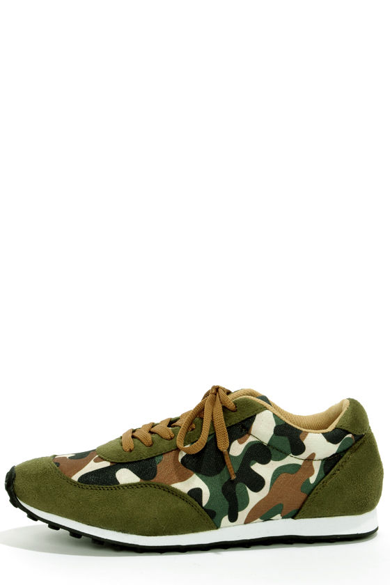 Cute Green Sneakers Camo Print Shoes Lace Up Sneakers 3400 Lulus