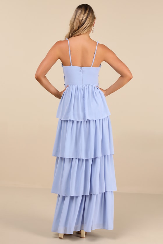 Light Blue Gown - Tiered A-Line Maxi Dress - Ruffled Maxi Dress - Lulus