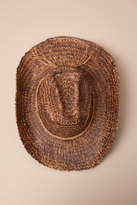 Dark Brown Straw Hat - Woven Western Hat - Tea Stain Cowboy Hat - Lulus