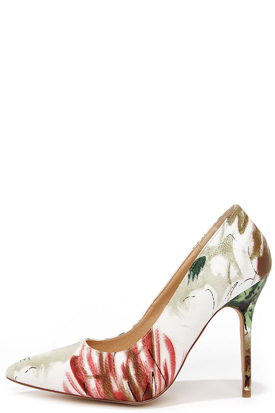Cute Ivory Pumps - Print Pumps - Pointed Pumps - $30.00 - Lulus