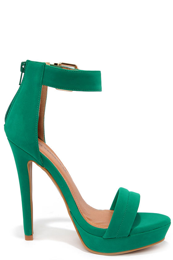 Pretty Jade Green Heels - Ankle Strap Heels - Dress Sandals - $36.00