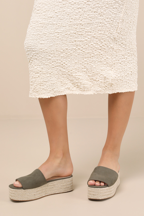 Green Suede Slides - Platform Espadrilles - Espadrille Slides - Lulus