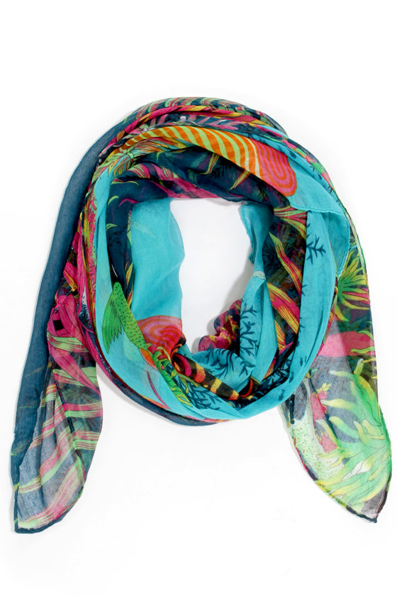 Cute Blue Scarf - Fish Print Scarf - Tropical Print Scarf - $12.00 - Lulus