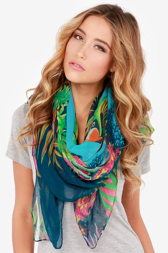 Cute Blue Scarf - Fish Print Scarf - Tropical Print Scarf - $12.00 - Lulus