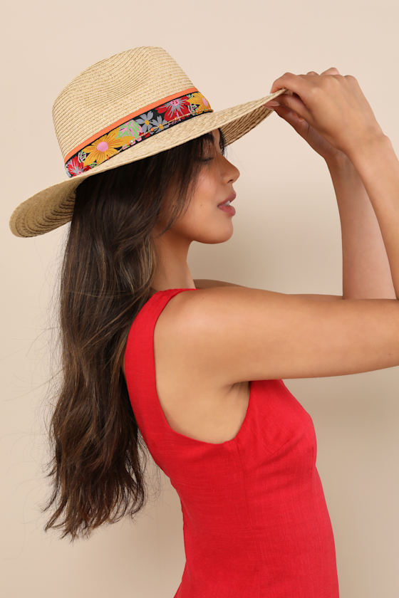 San Diego Hat Co. Flora Hat - Beige Woven Hat - Floral Straw Hat - Lulus
