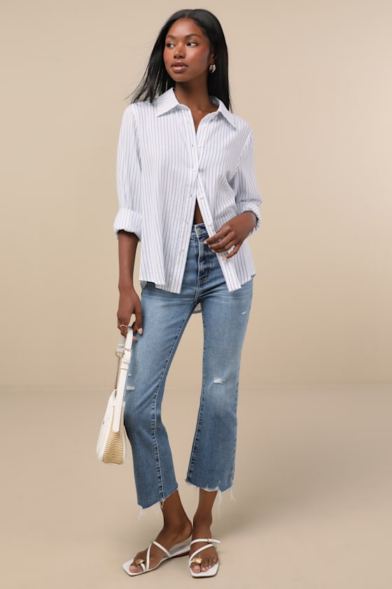 Daze Denim Shy Girl - Medium Wash Jeans - Raw Hem Cropped Jeans - Lulus