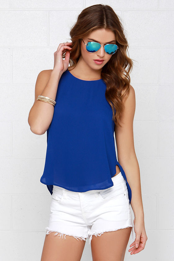 Cute Top - Chiffon Top - Sleeveless Top - Blue Top - $28.00 - Lulus