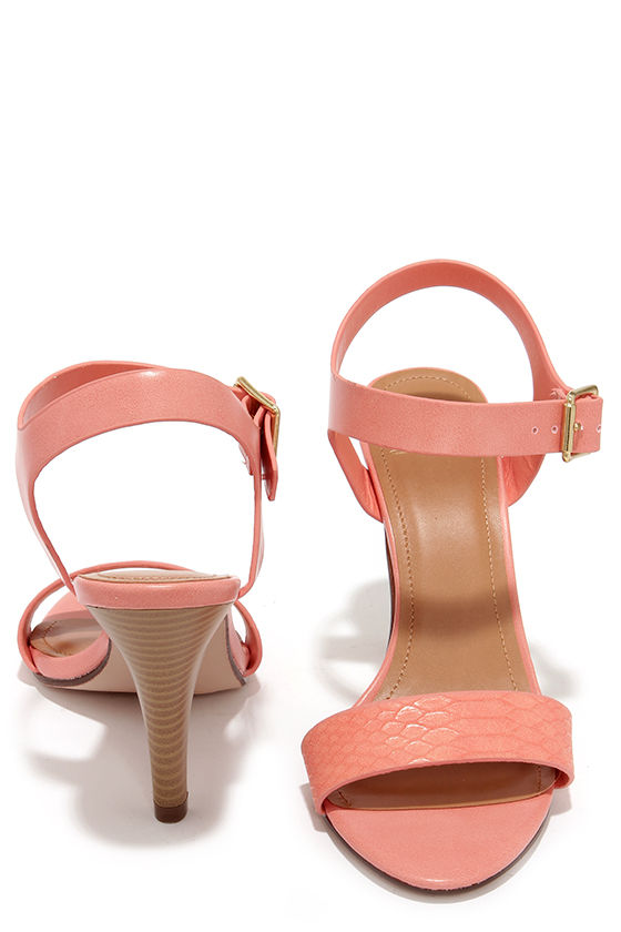 Cute Salmon Pink Heels - Ankle Strap Heels - Single Strap Heels - $21. ...
