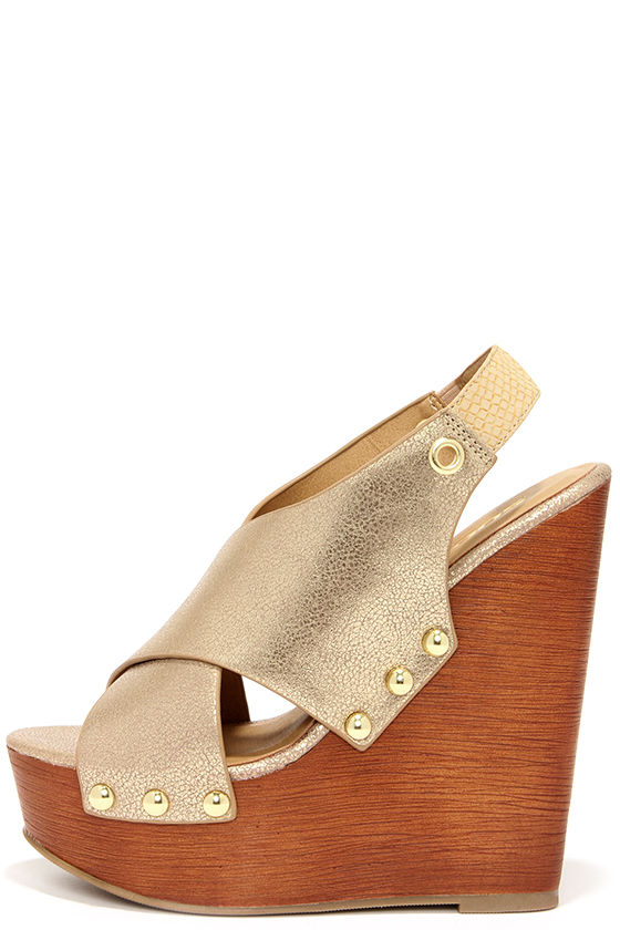 Cute Gold Wedges - Wedge Sandals - Platform Wedges - $34.00 - Lulus