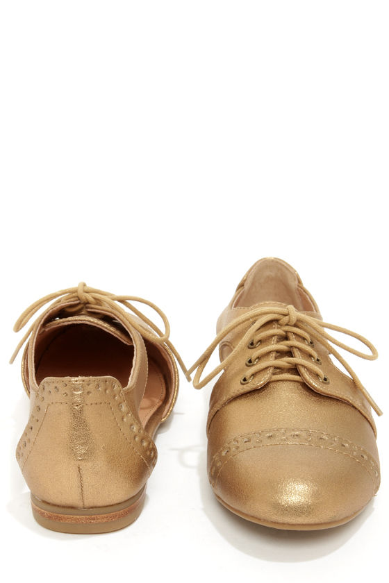 Steve Madden Cori - Gold Shoes - Oxford Shoes - Gold Flats - $69.00 - Lulus