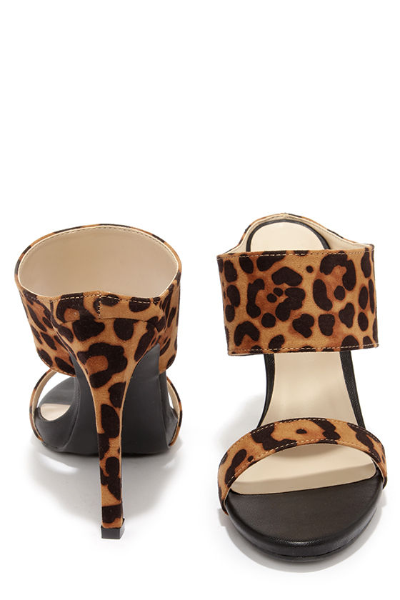 Cute Leopard Mules - Peep Toe Heels - Mules - Leopard Heels - $31.00