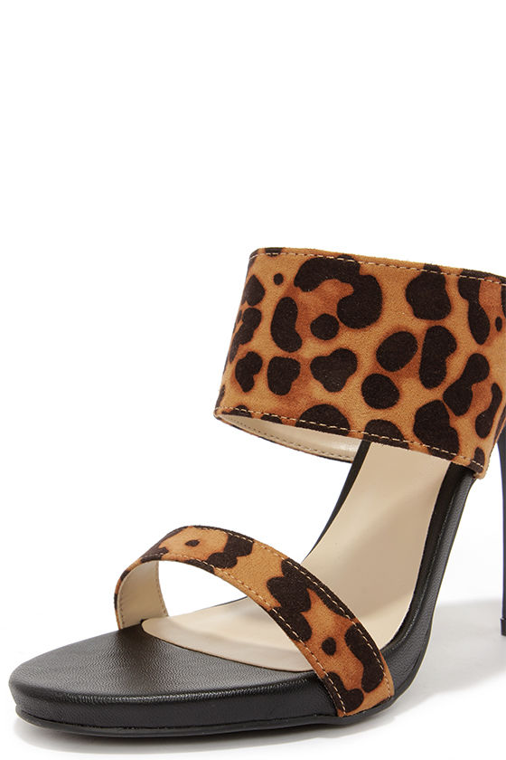 Cute Leopard Mules Peep Toe Heels Mules Leopard Heels 31 00