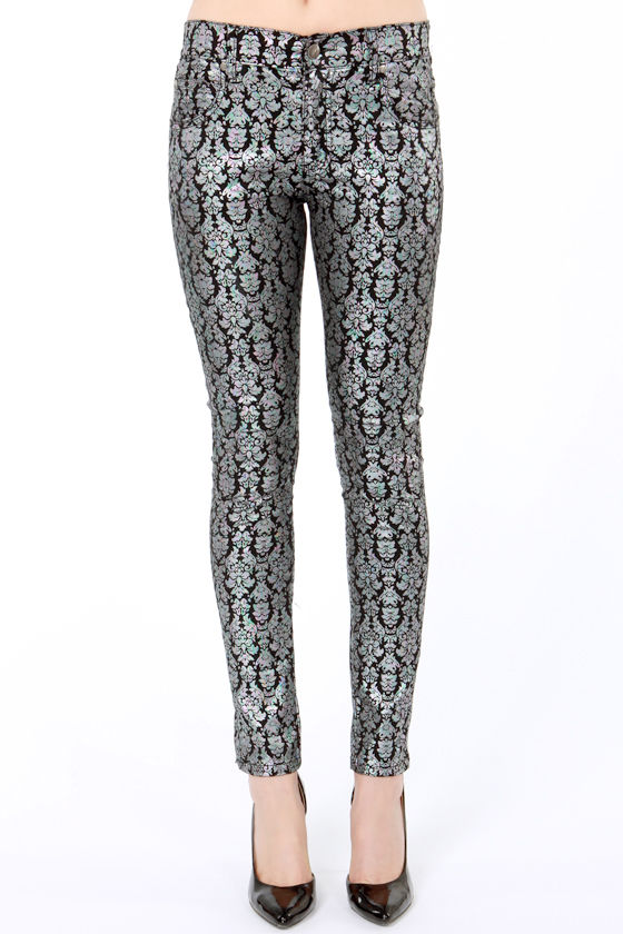 Mink Pink Petrol - Baroque Print Pants - Black Skinny Jeans - $103.00 ...