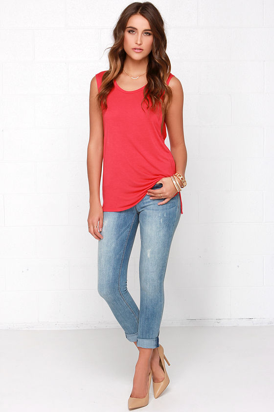 Cute Coral Red Top - Tank Top - Knit Top - $34.00 - Lulus