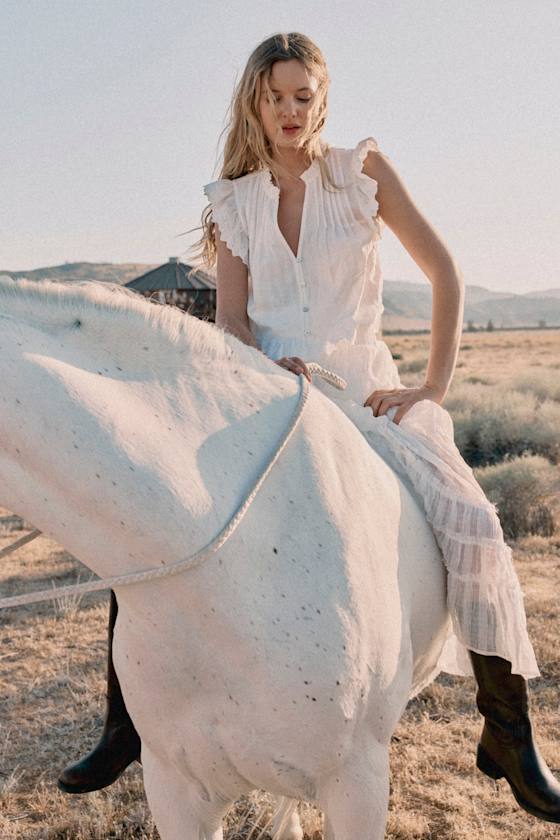 Ivory Button-Up Top - Pleated Cotton Top - Ruffled Top - Cute Top - Lulus