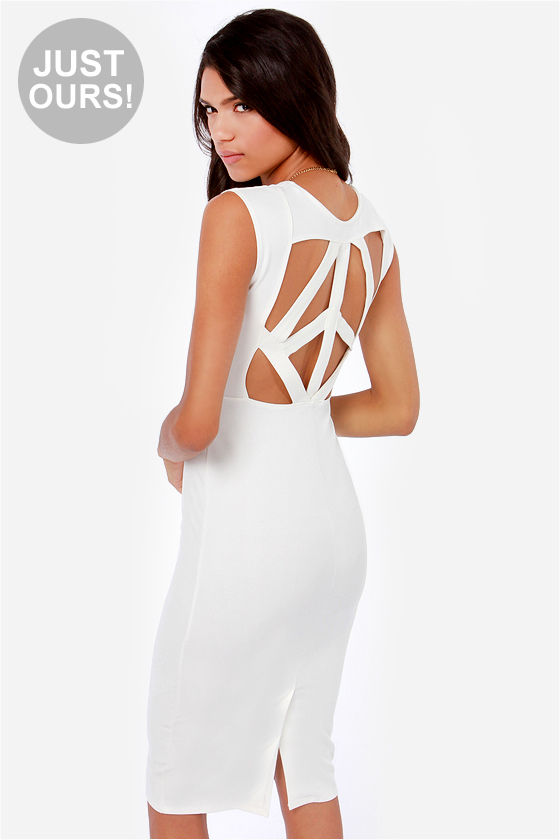 Sexy Ivory Dress - Cutout Dress - Midi Dress - Backless Dress - $49.00 ...