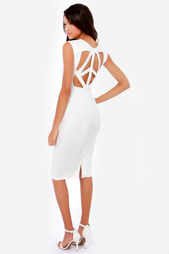 Sexy Ivory Dress - Cutout Dress - Midi Dress - Backless Dress - $49.00 ...