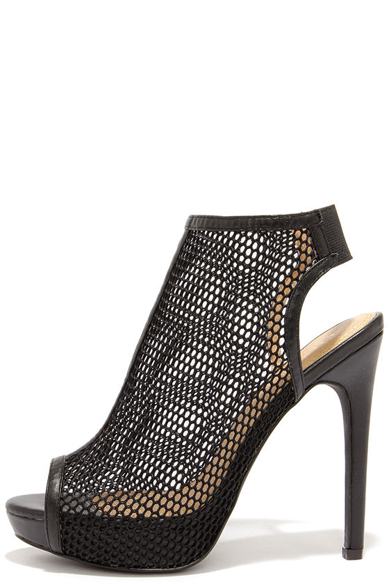 Cute Black Booties - Mesh Booties - Peep Toe Booties - $38.00 - Lulus