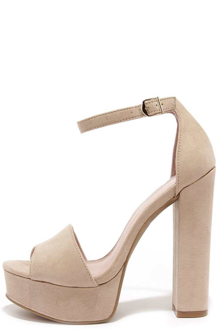 Beige Platform Pumps