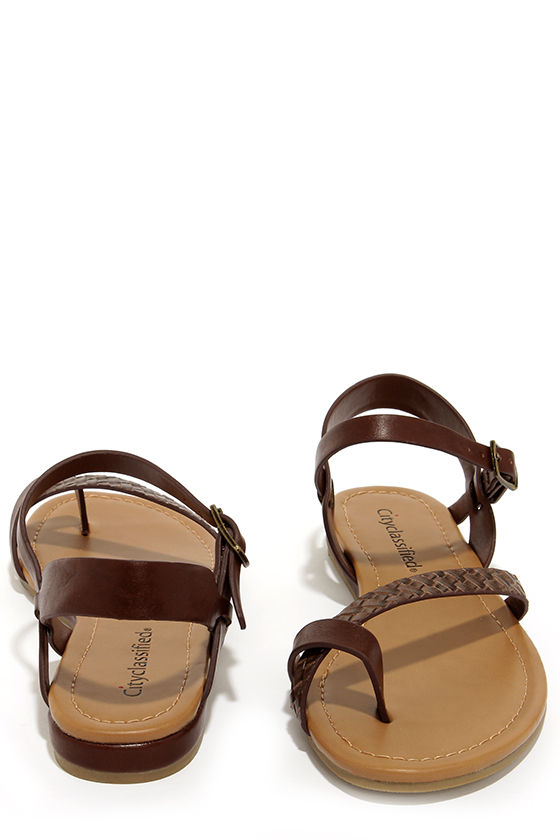 Cute Brown Sandals - Ankle Strap Sandals - $22.00