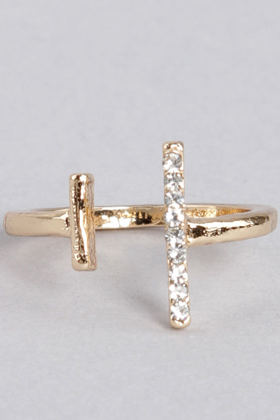 Cute Rhinestone Ring - Knuckle Ring - Gold Ring - $8.00 - Lulus