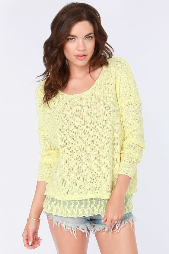 My Fair Lacy Light Yellow Sweater - $41 : Fashion at Lulus.com