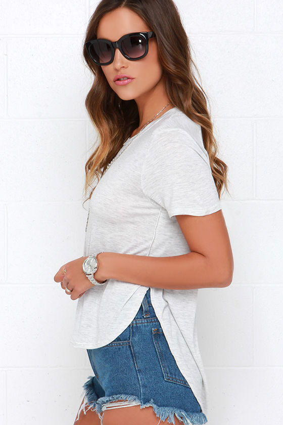 Cool Heather Grey Top - Grey Tee - High-Low Top - Rayon Tee - $39.00 ...