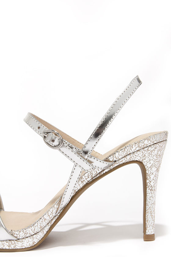 Pretty Silver Heels - Dress Sandals - Silver Sandals - $99.00