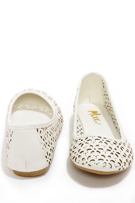 Cute White Flats - Cutout Flats - Ballet Flats - White Shoes - $28.00