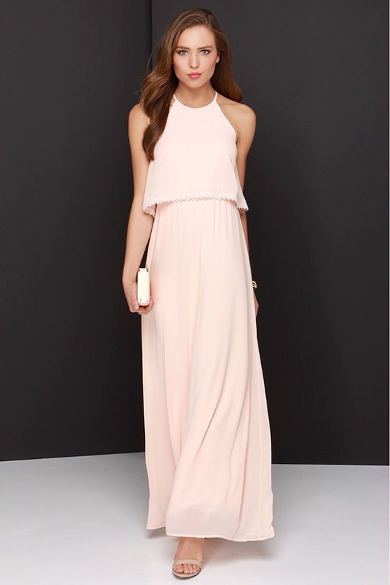 Lovely Peach Dress - Lace Dress - Maxi Dress - $54.00 - Lulus