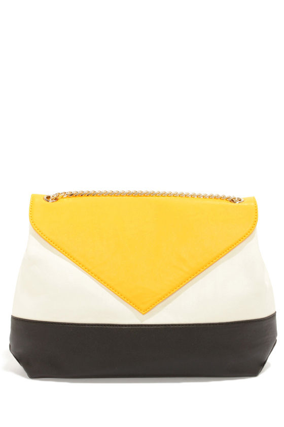 Cute Color Block Purse - Vegan Leather Purse - Yellow Purse - $43.00 ...