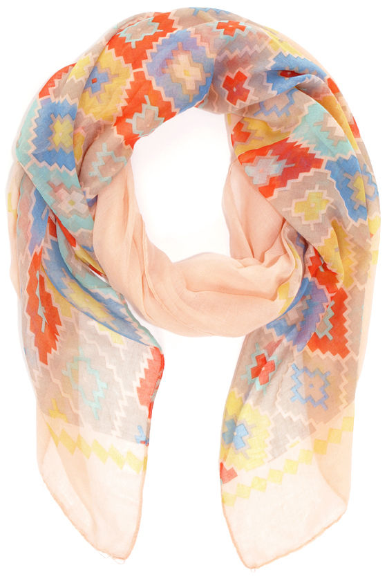 Cute Peach Scarf - Colorful Scarf - Print Scarf - $14.00 - Lulus