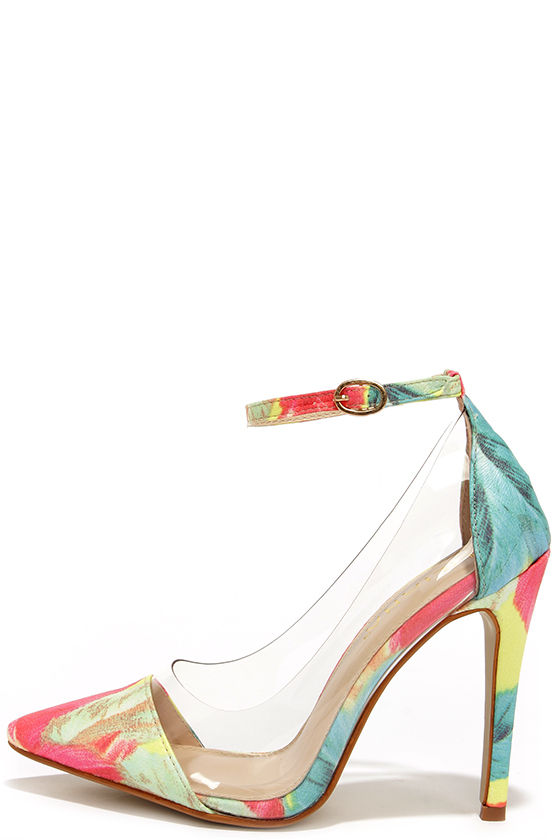 Cute Print Heels - Lucite Heels - Pointed Pumps - $31.00 - Lulus
