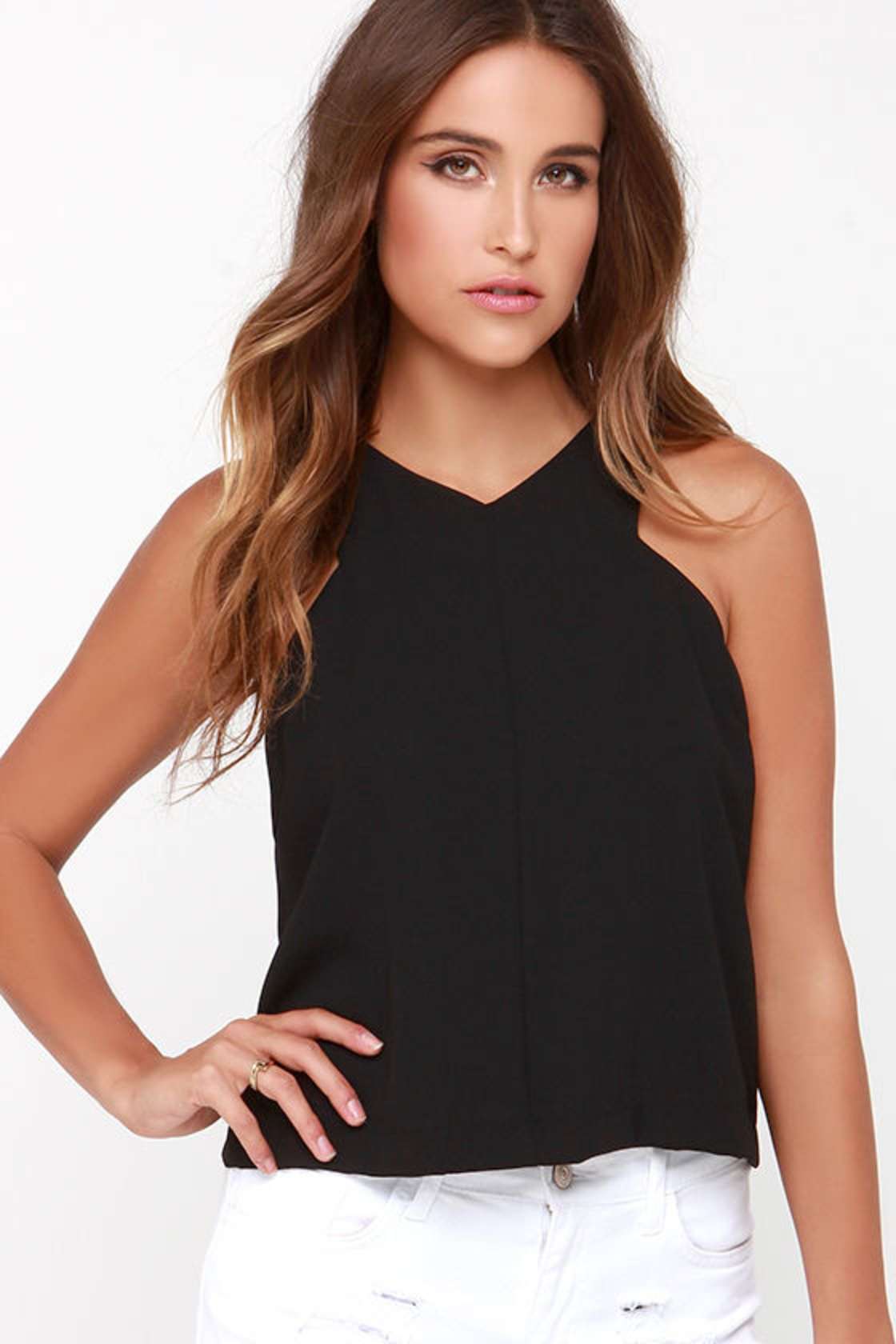 Chic Black Top - Sleeveless Top - Open Back Top - $42.00 - Lulus