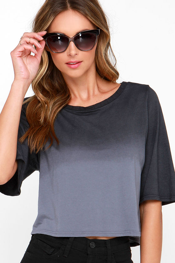 Washed Black Tee - Cropped Tee - Dip-Dye Top - $44.00 - Lulus