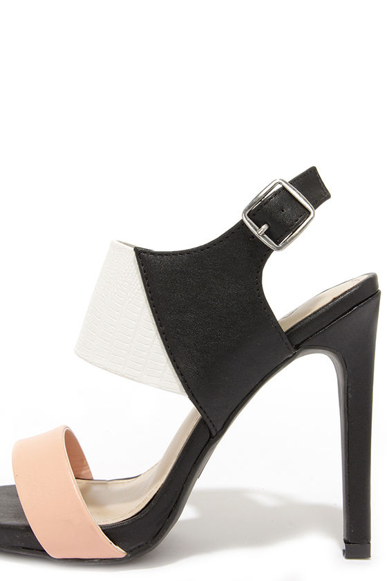 Cute Color Block Heels - High Heel Sandals - $34.00