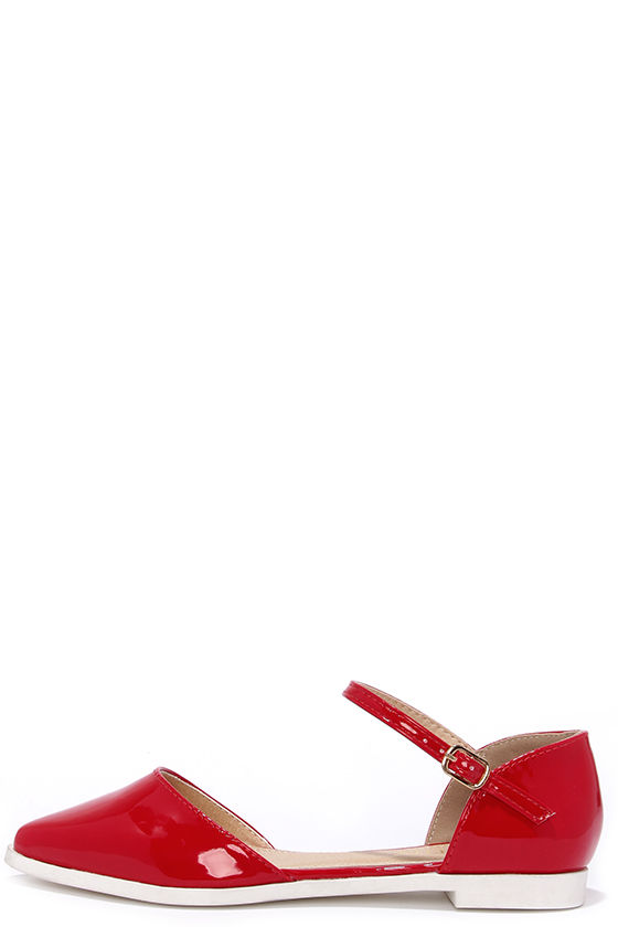 Cute Red Flats - Pointed Flats - Ankle Strap Flats - $21.00 - Lulus