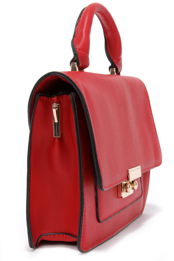 Chic Red Purse - Red Handbag - Vegan Leather Satchel - $34.00