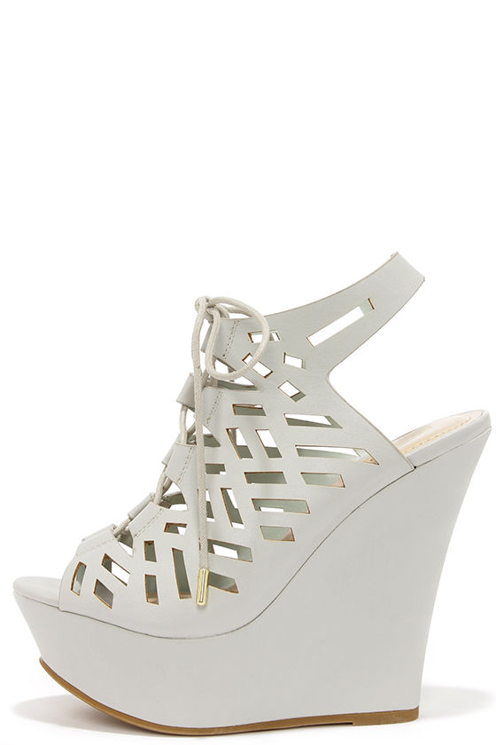 Cute Cutout Wedges - Platform Wedges - Grey Wedges - $36.00 - Lulus
